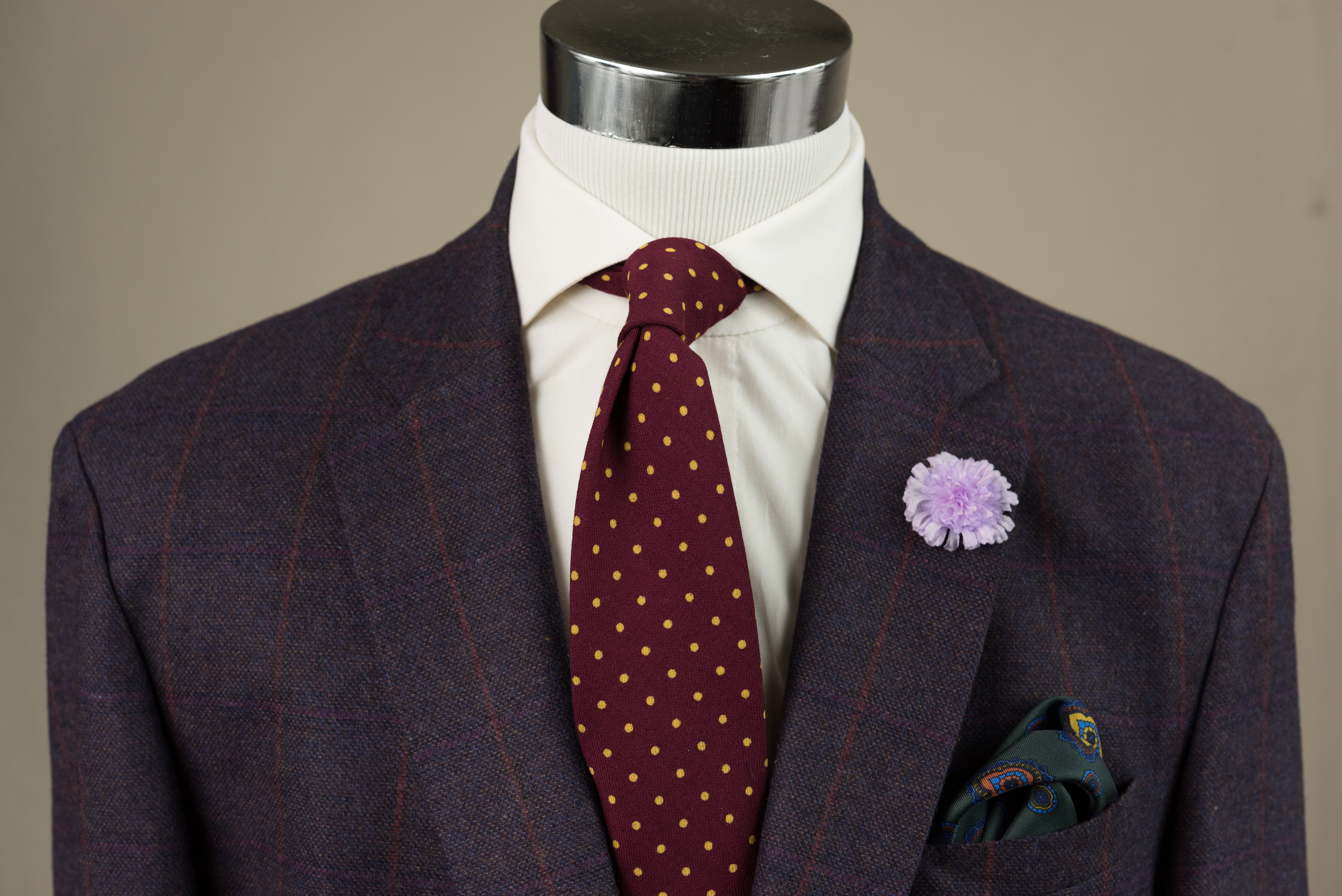 Wool Challis Tie in Navy with White Polka Dots Fort Belvedere ...
