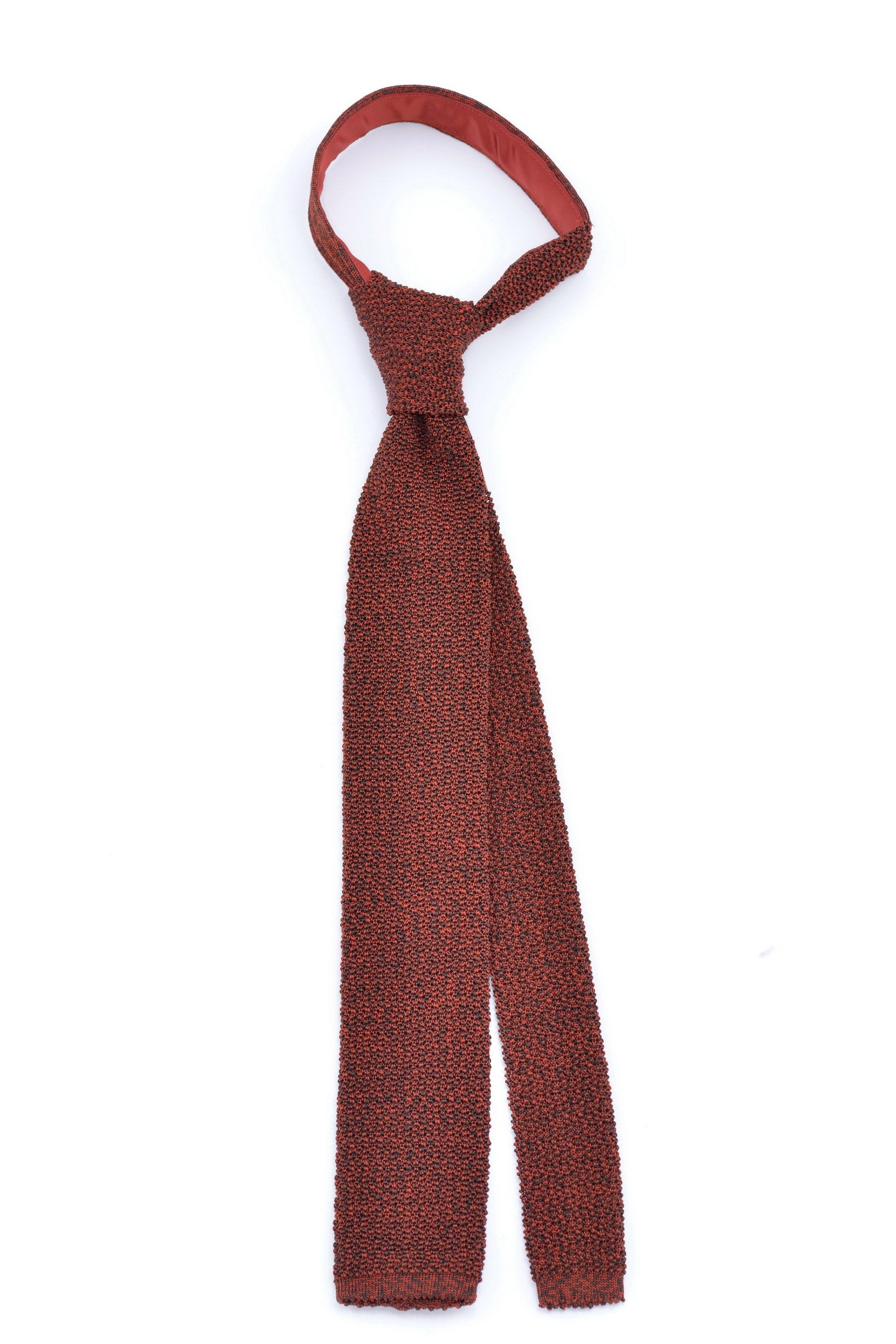 Knit Tie in Finest Orange & Brown Silk by Fort Belvedere – Gentleman's ...