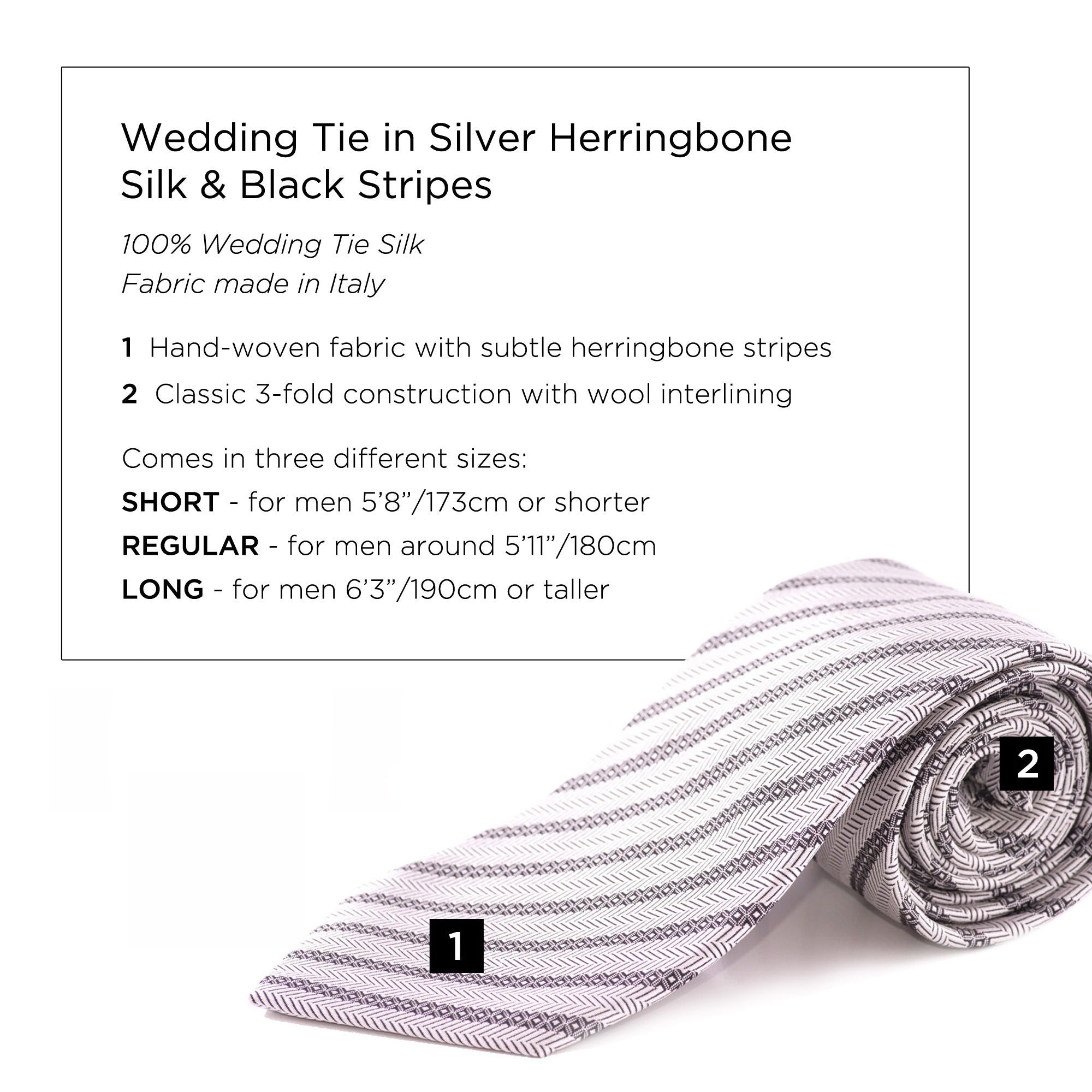 Wedding Tie in Pure Silk Handmade in 3 Sizes for Short, Regular & Tall ...
