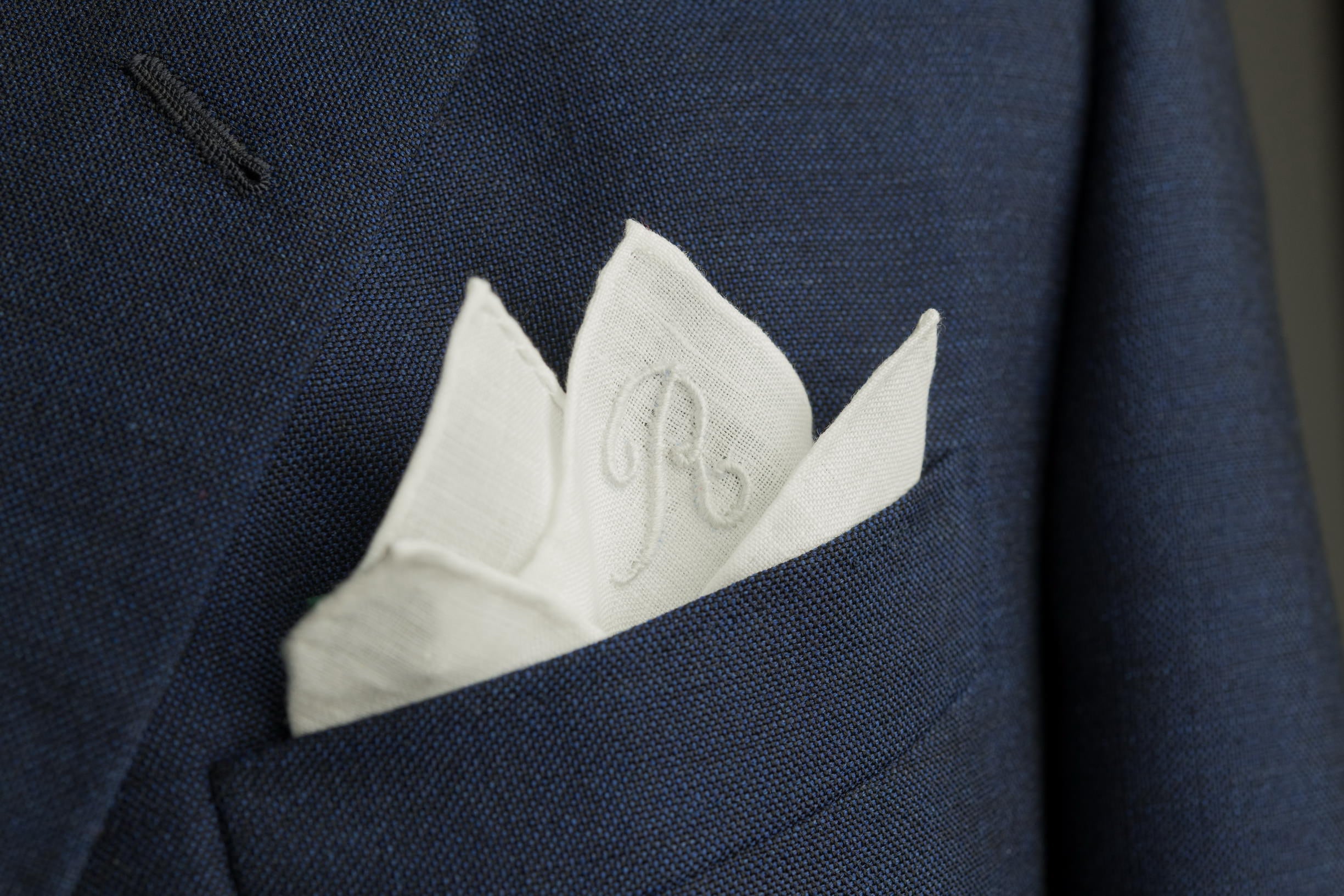White Initial Pocket Square - Hand-Embroidered in Italy – Gentleman's ...