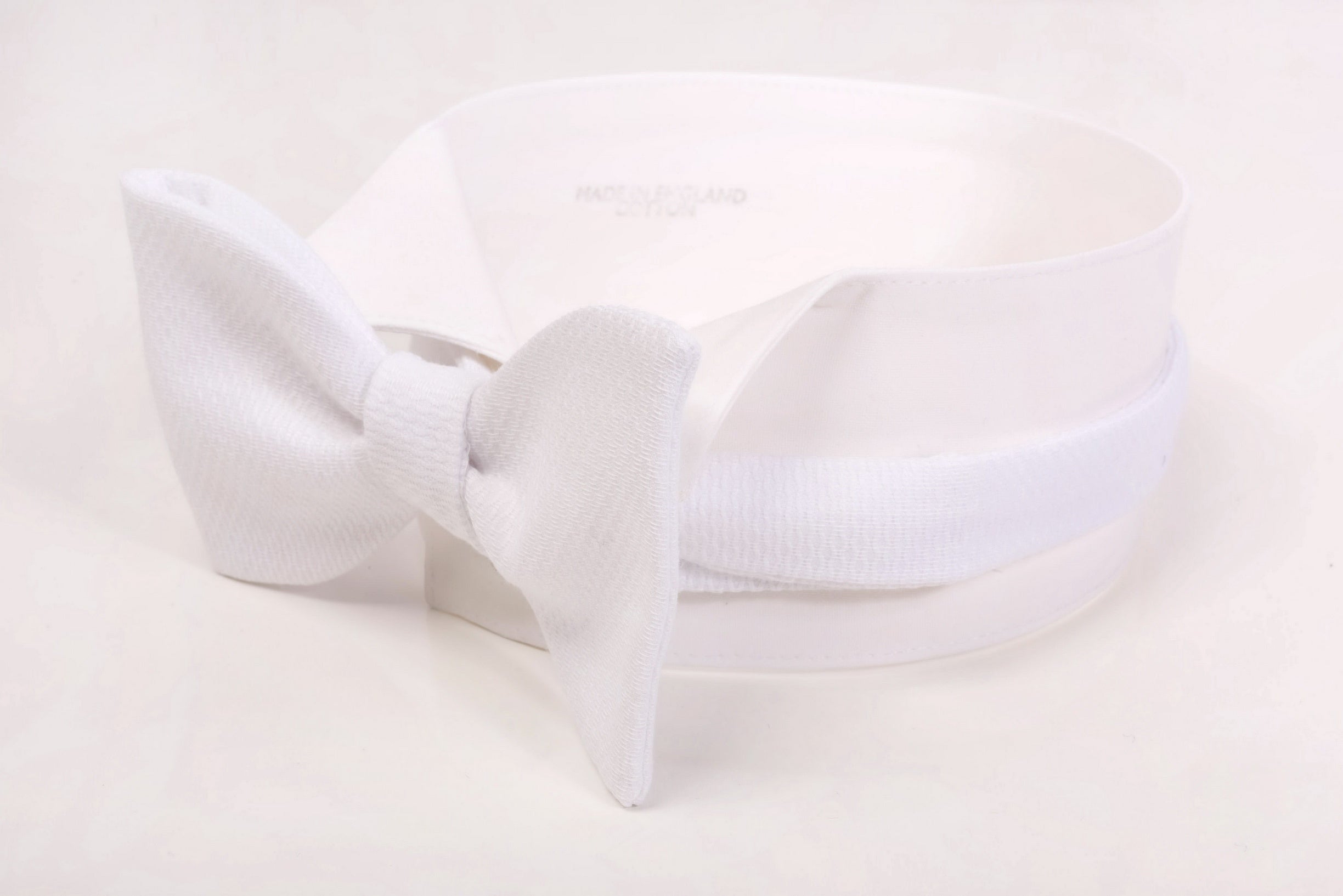 White Marcella Pique Single End Bow Tie - Fort Belvedere – Gentleman's ...