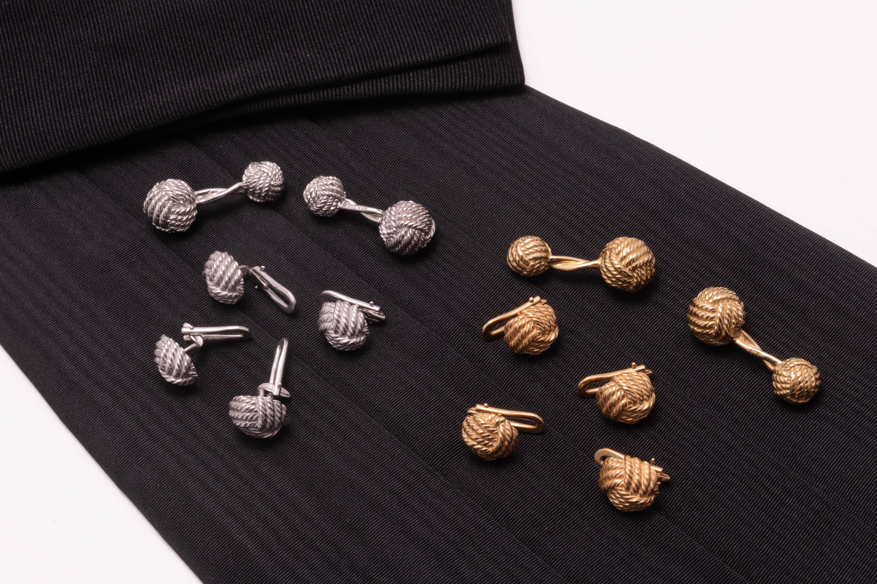 Solid White Gold Monkey Fist Knot Studs – Gentleman's Gazette
