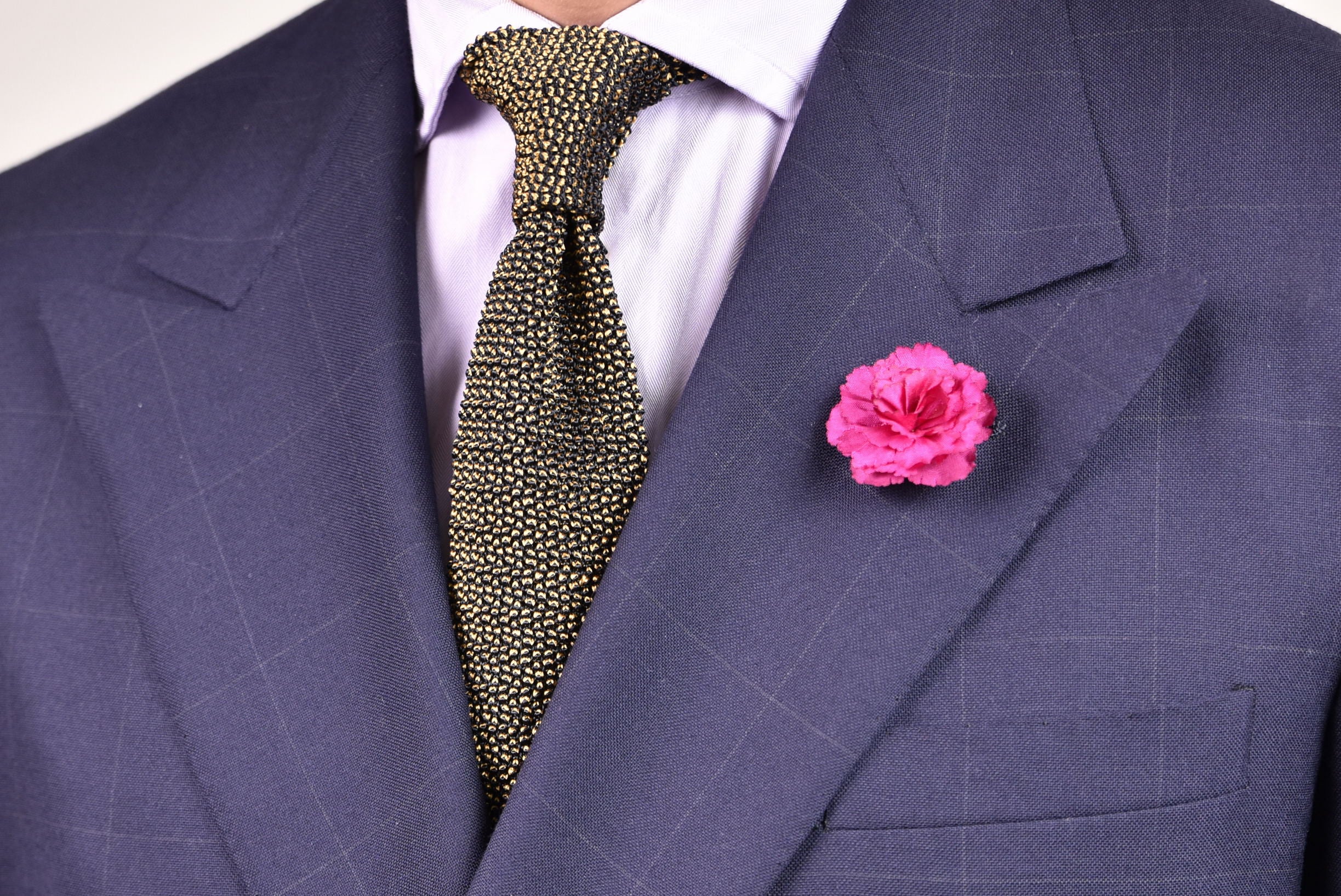 Knit Tie in Cognac Peach Yellow & Charcoal Cri Del La Soie Silk - Fort ...